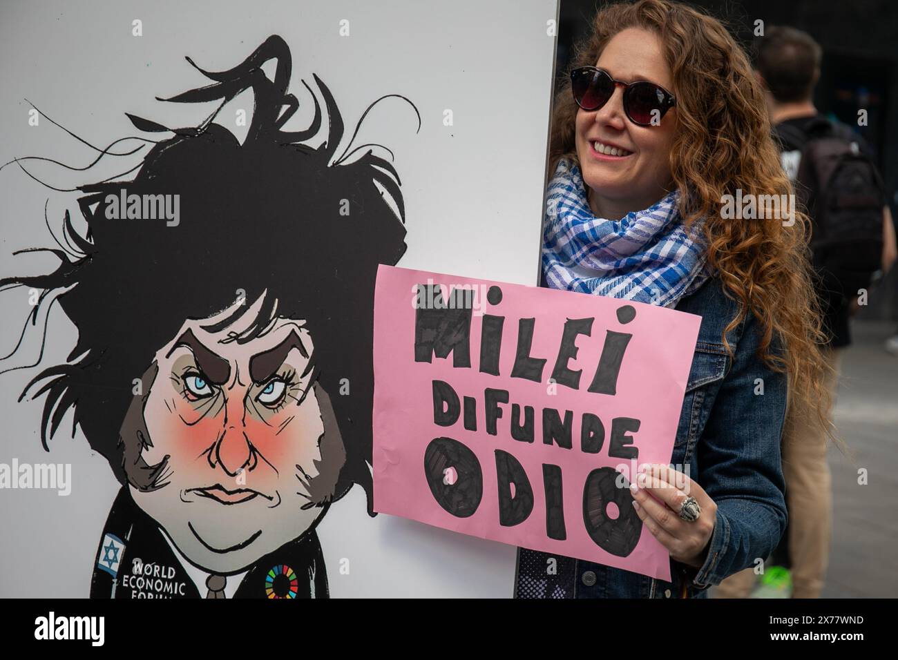 Madrid, Spain. 18th May, 2024. A protester holds a placard during the ...