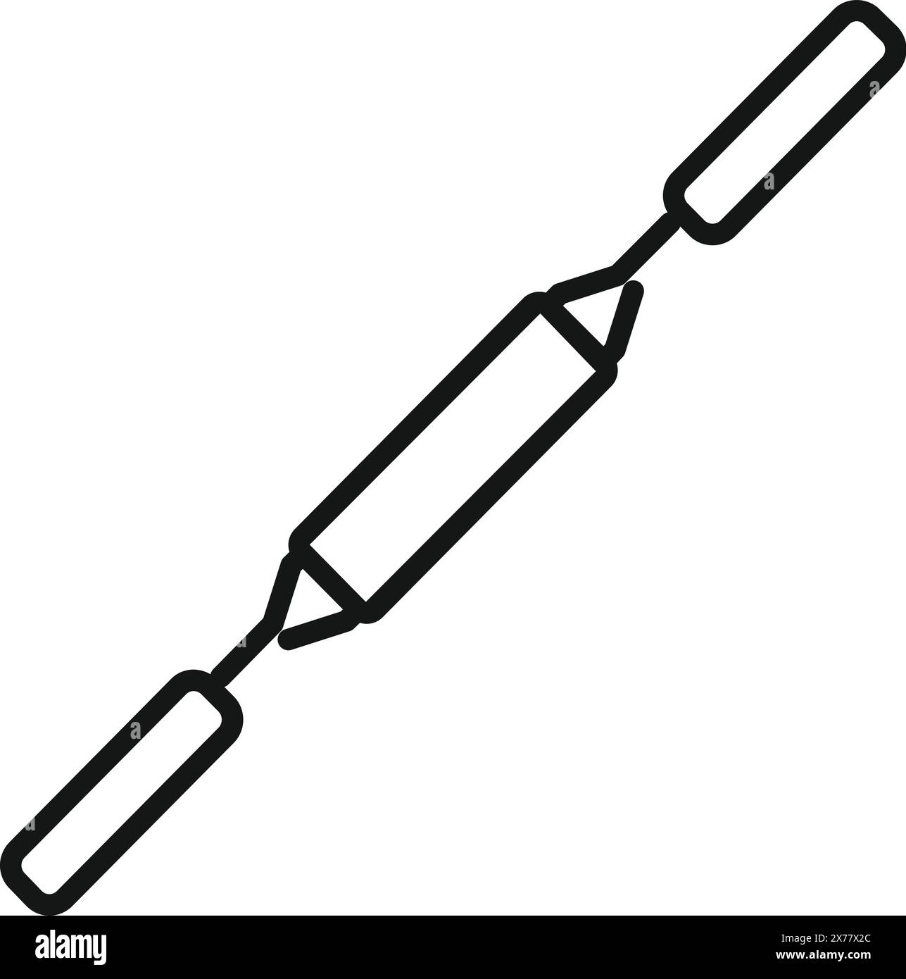 Simplified black line drawing of a rolling pin, ideal for culinary ...