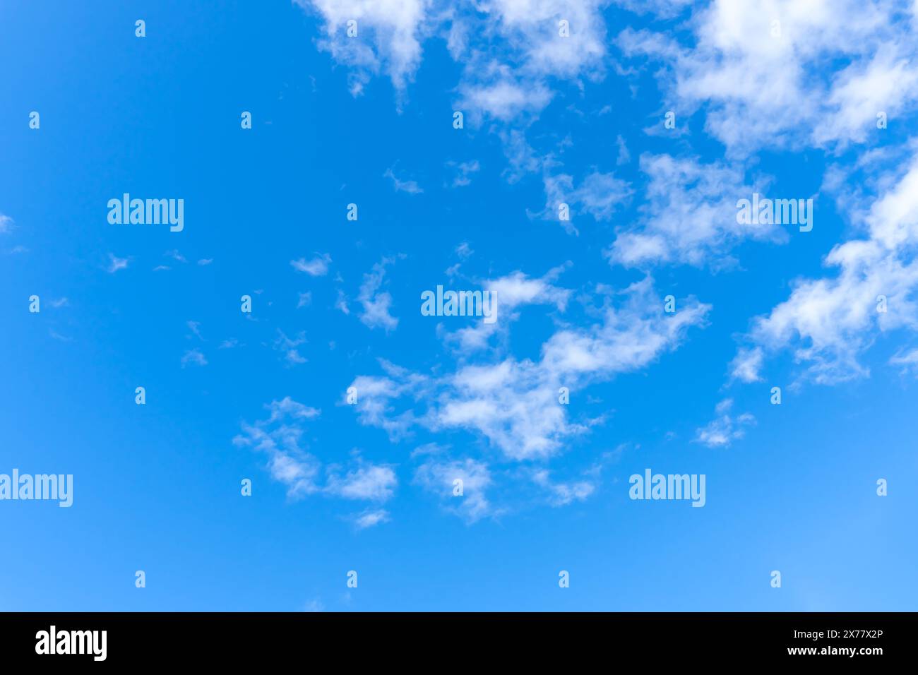 Beautiful blue sky with strange shape of clouds in the morning or ...