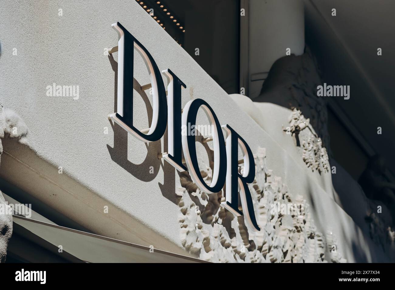 Cannes, France - August 3, 2023 : Sign board of the Dior boutique in ...