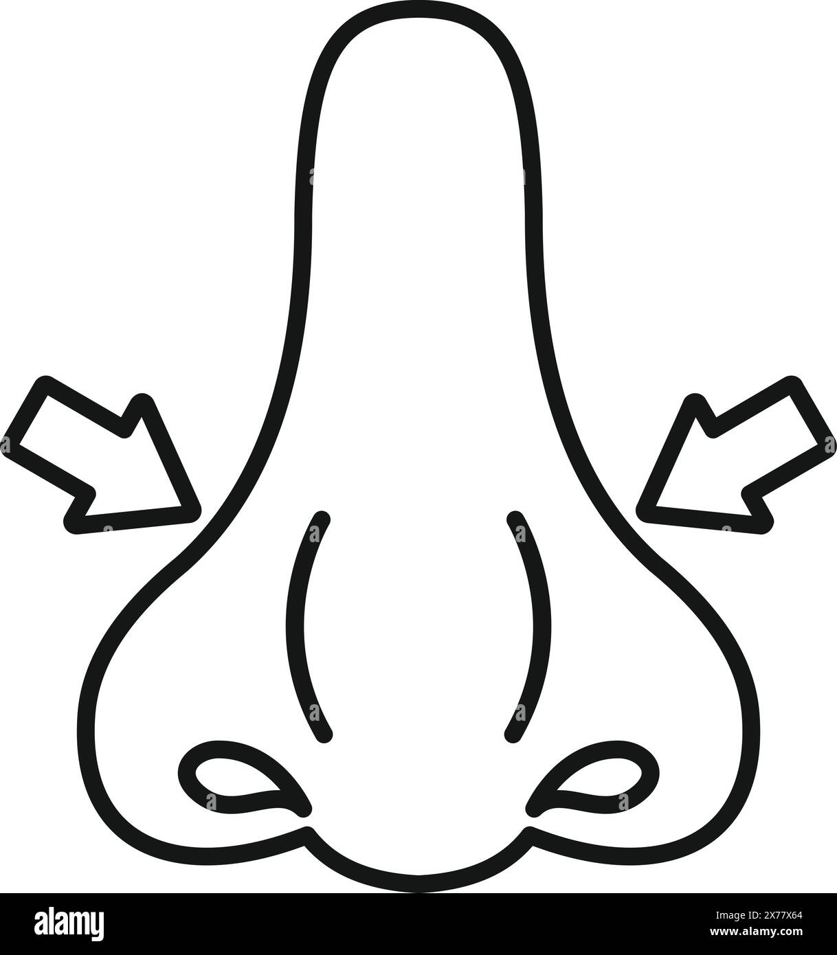 Simple line art depiction of a cartoon nose with scent trails on a ...