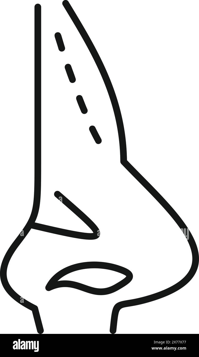 Simple and elegant black and white line drawing of a human nose ...