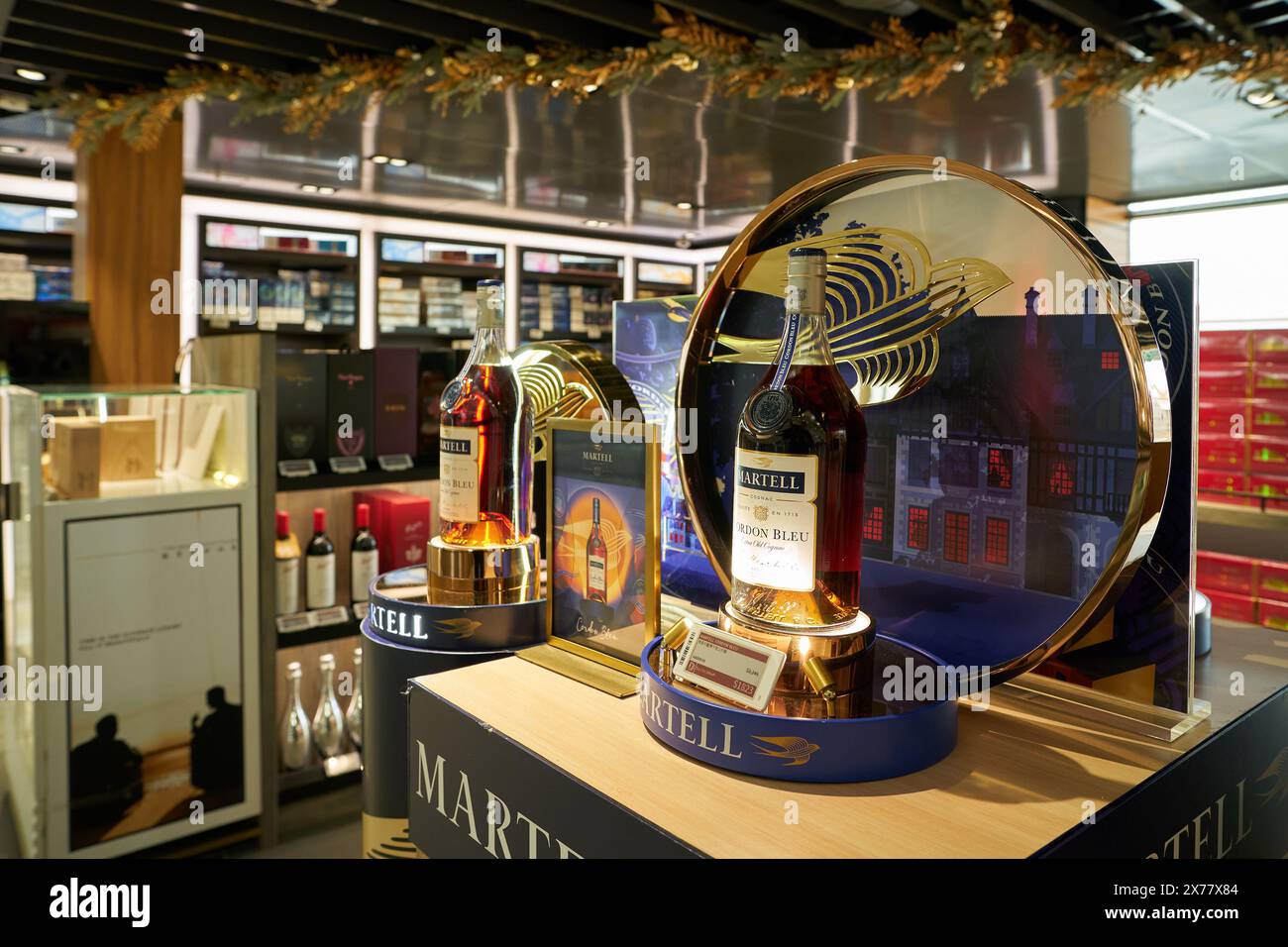 HONG KONG, CHINA - DECEMBER 08, 2023: bottle of Cognac Martell ...