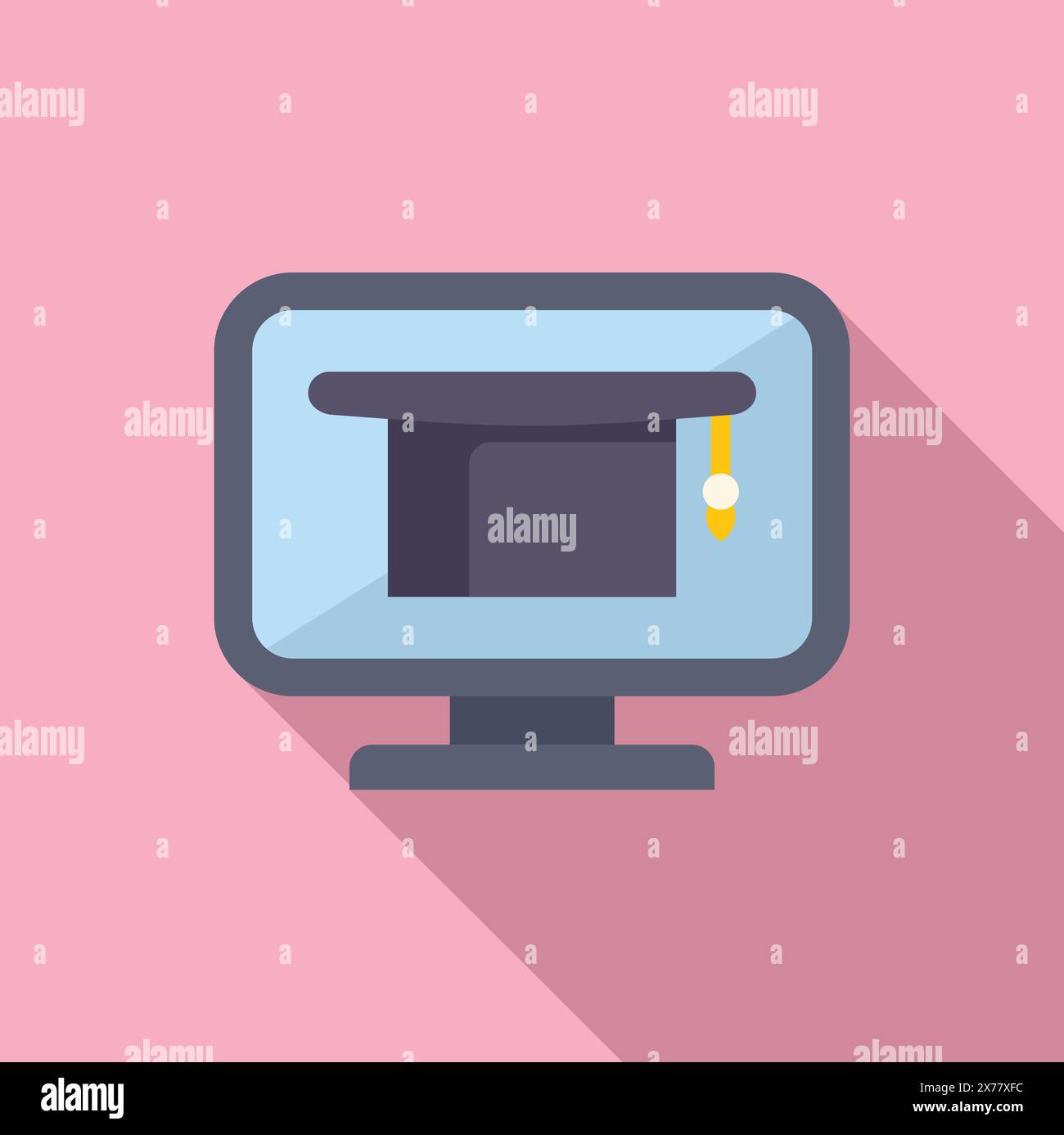 Flat design vector of a graduation cap on a computer screen ...