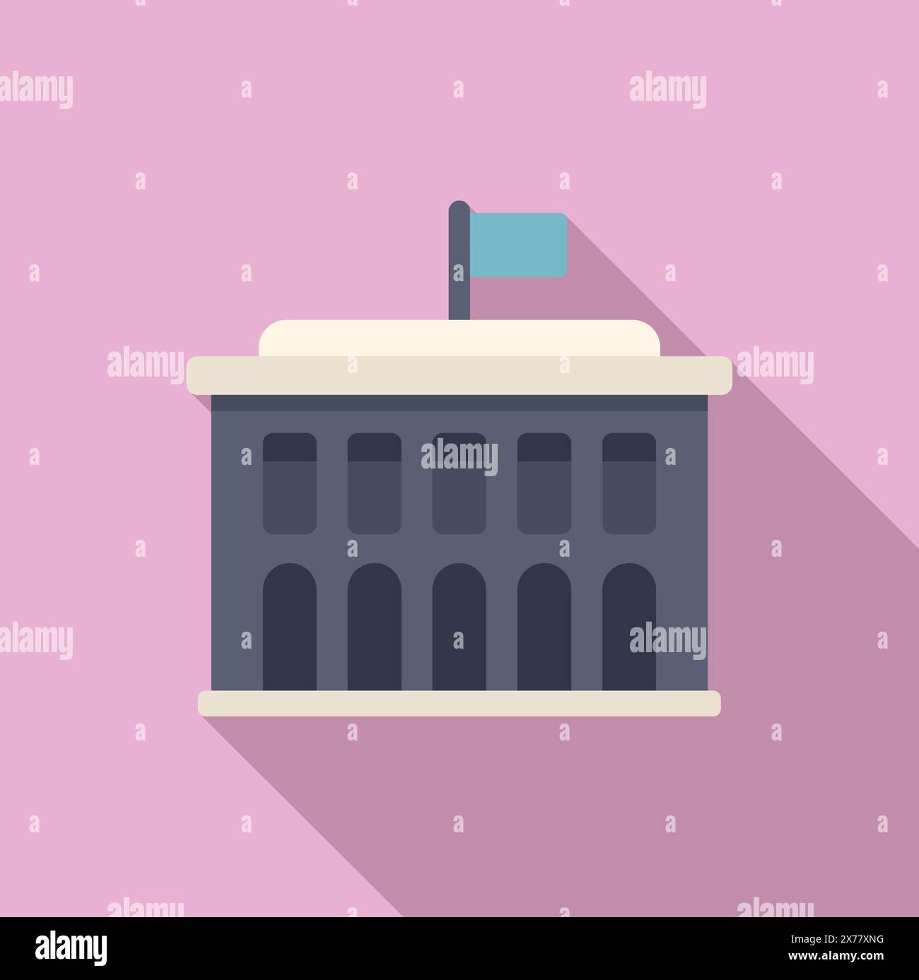 Modern vector illustration of a government building icon with a flag ...