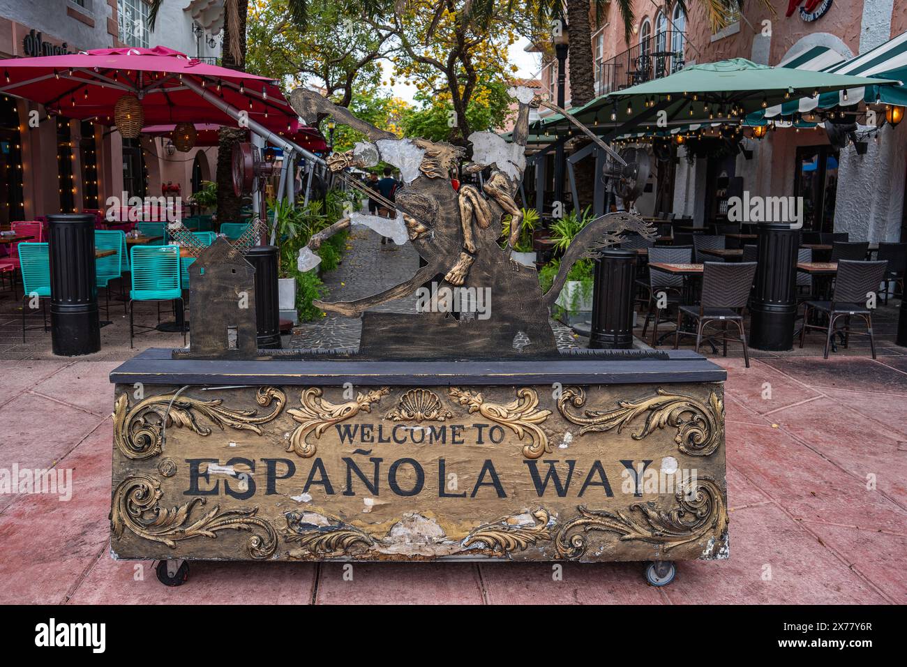 Miami Beach, FL - April 4, 2024: Espanola Way in South Beach is a ...