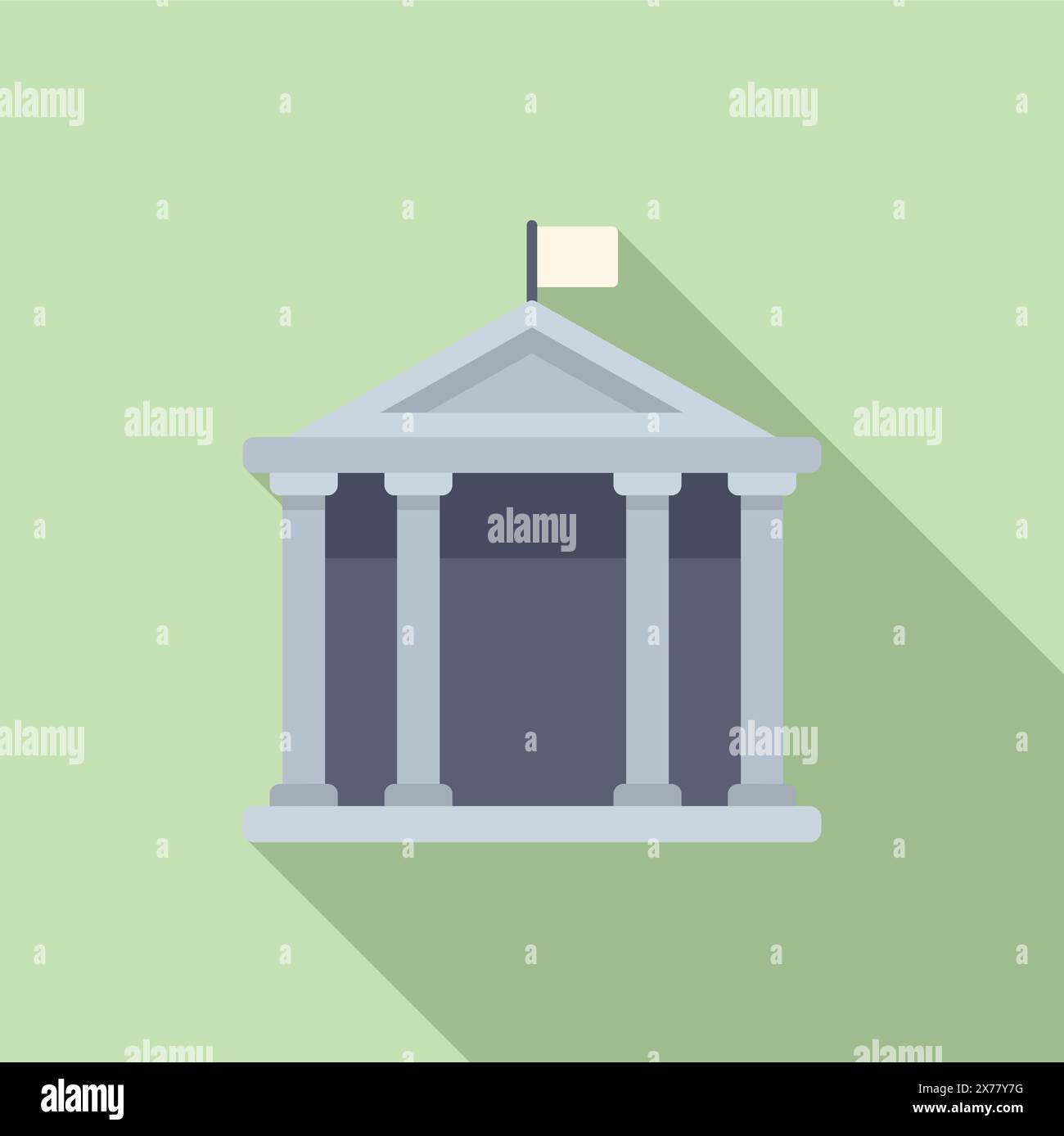 Minimalist flat design illustration of a classic government building on ...