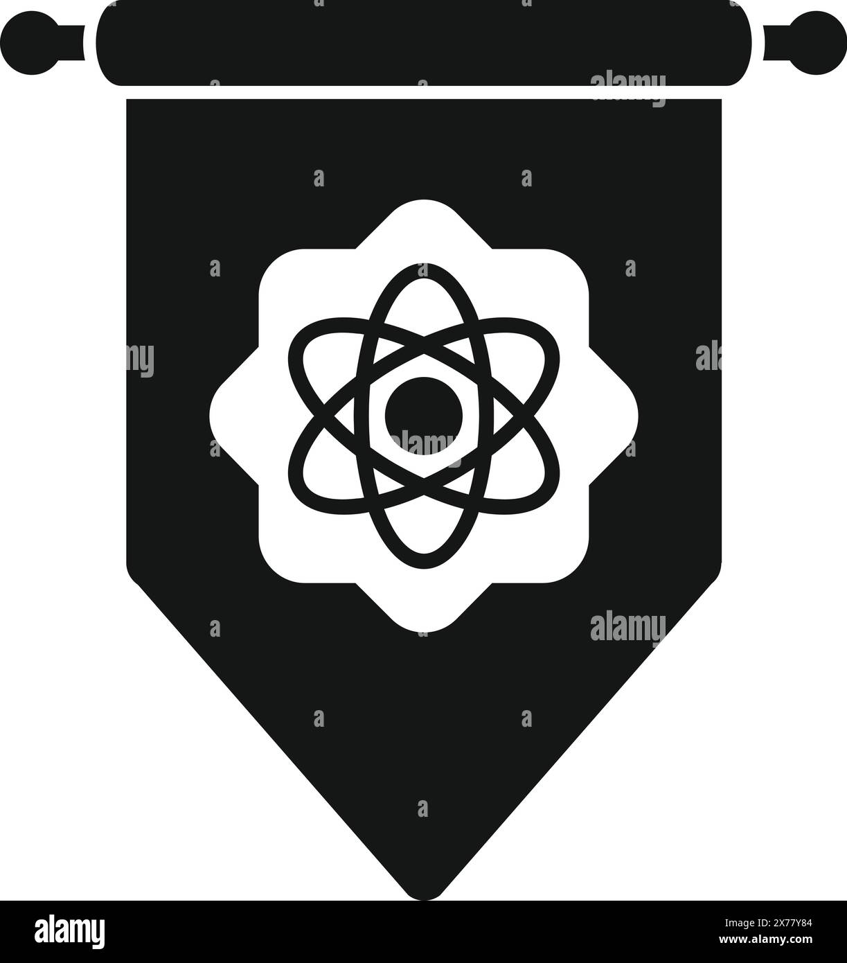 Vector illustration of a pennant with a stylized atomic symbol ...