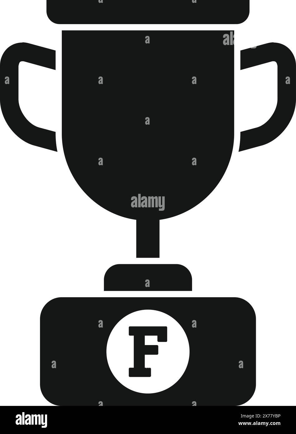 Black silhouette of a trophy cup with the letter f, symbolizing first ...