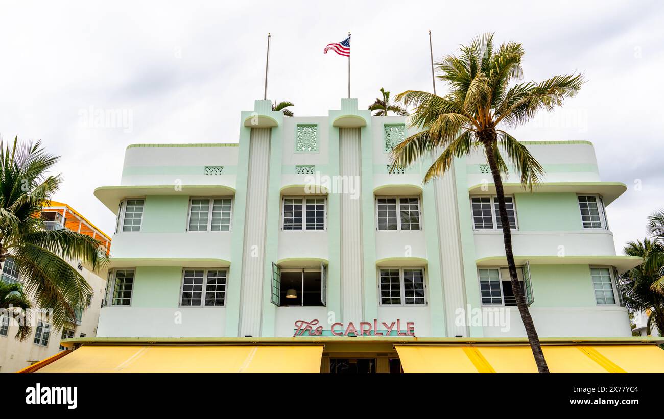 Miami Beach, FL - April 4, 2024: The Carlyle, a historic building ...
