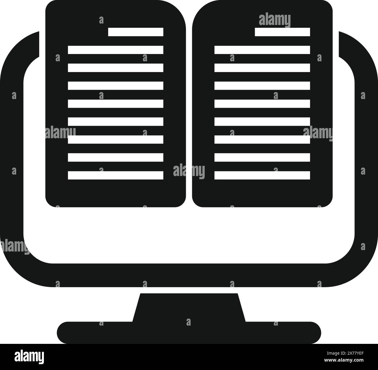 Black and white vector icon illustrating sidebyside document comparison ...