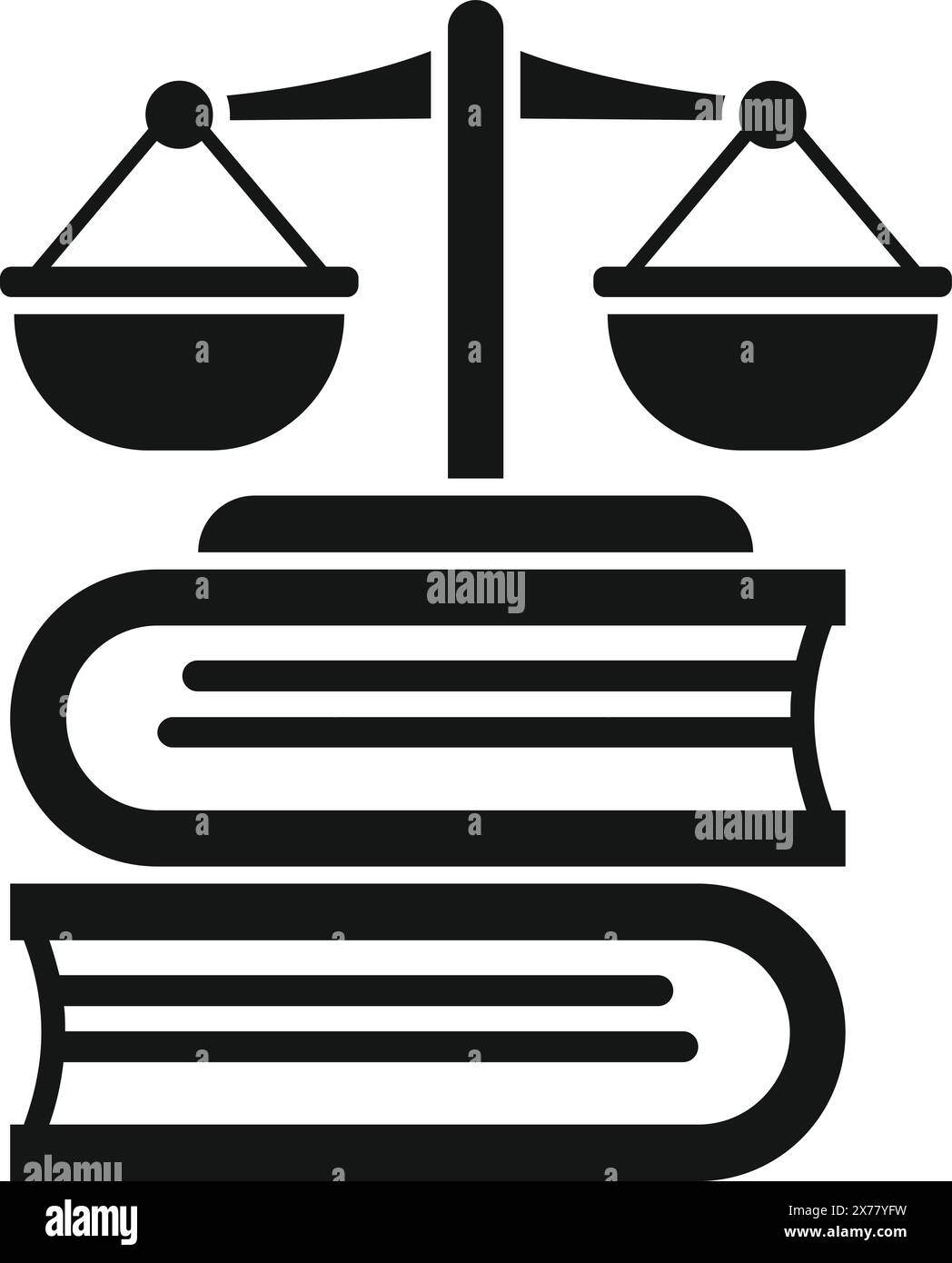 Black and white icon symbolizing law and education with the scales of ...