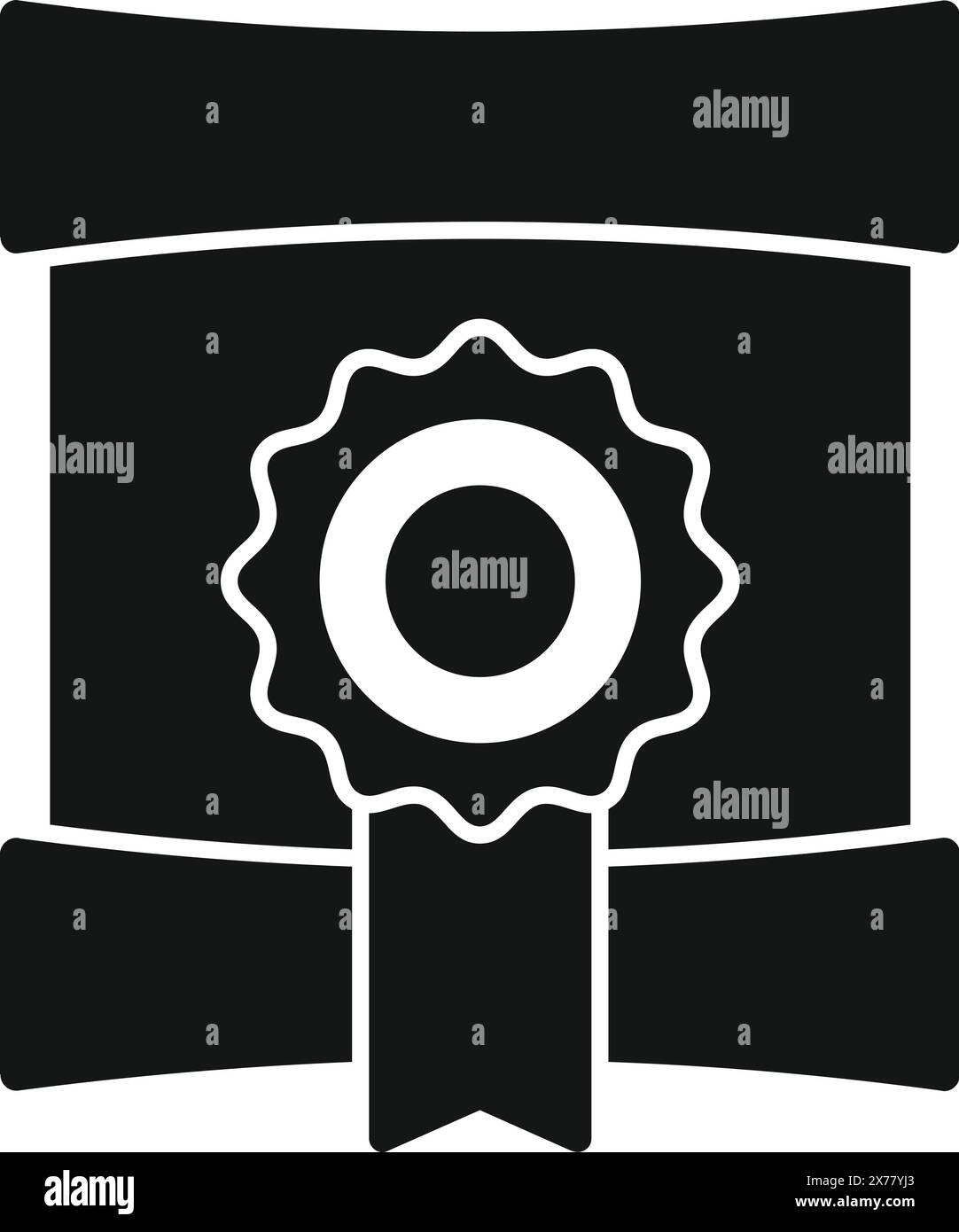 Vector illustration of a black award ribbon badge, perfect for icon use ...