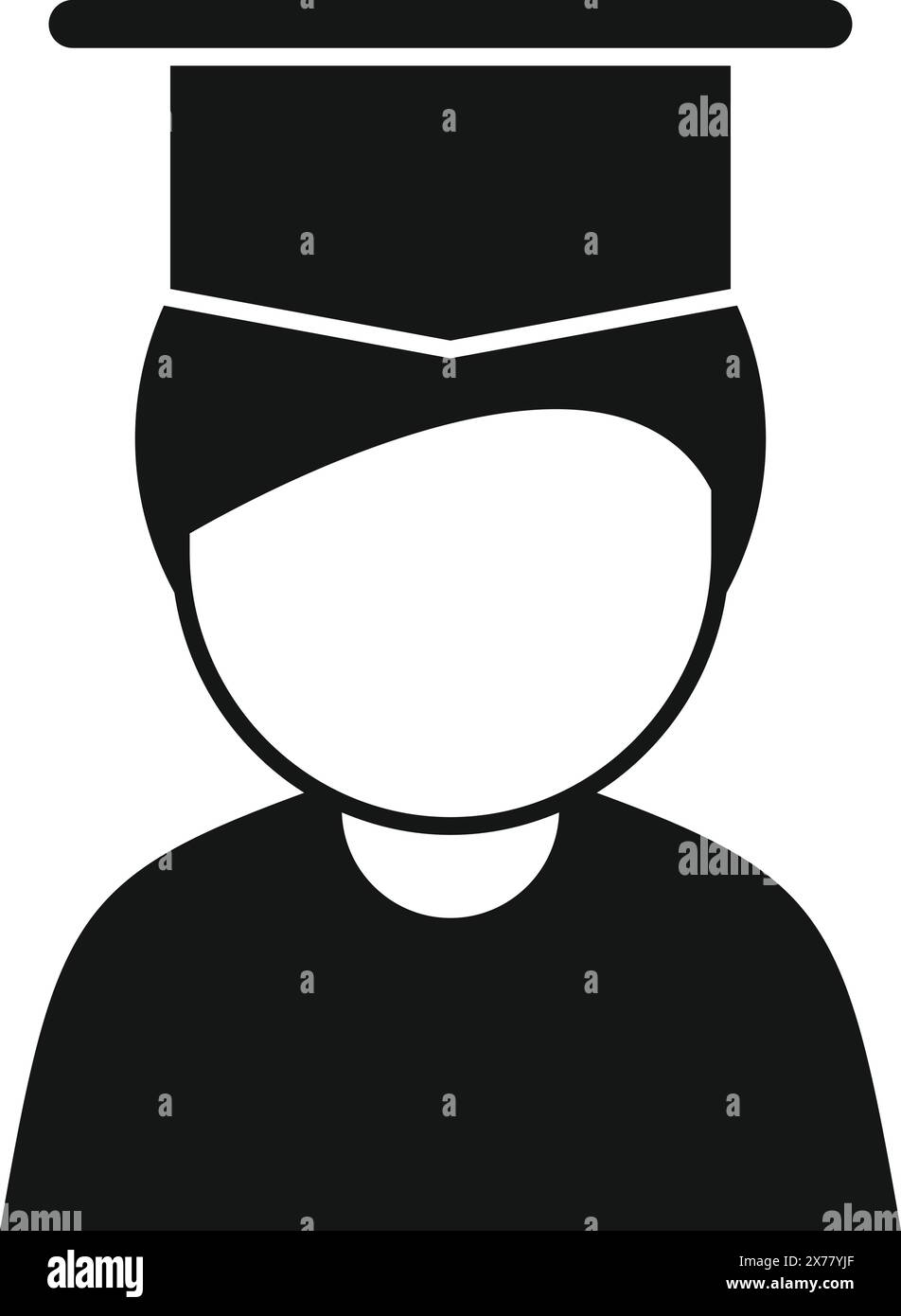 Simple vector icon of a student wearing a graduation cap, in black and ...