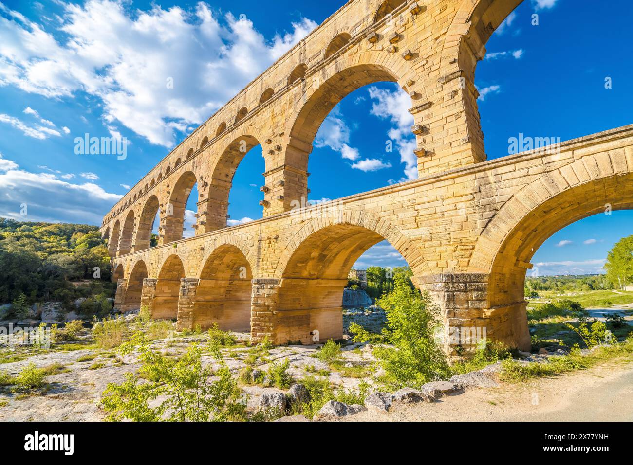 The Pont du Gard ancient Roman aqueduct bridge built in the first ...