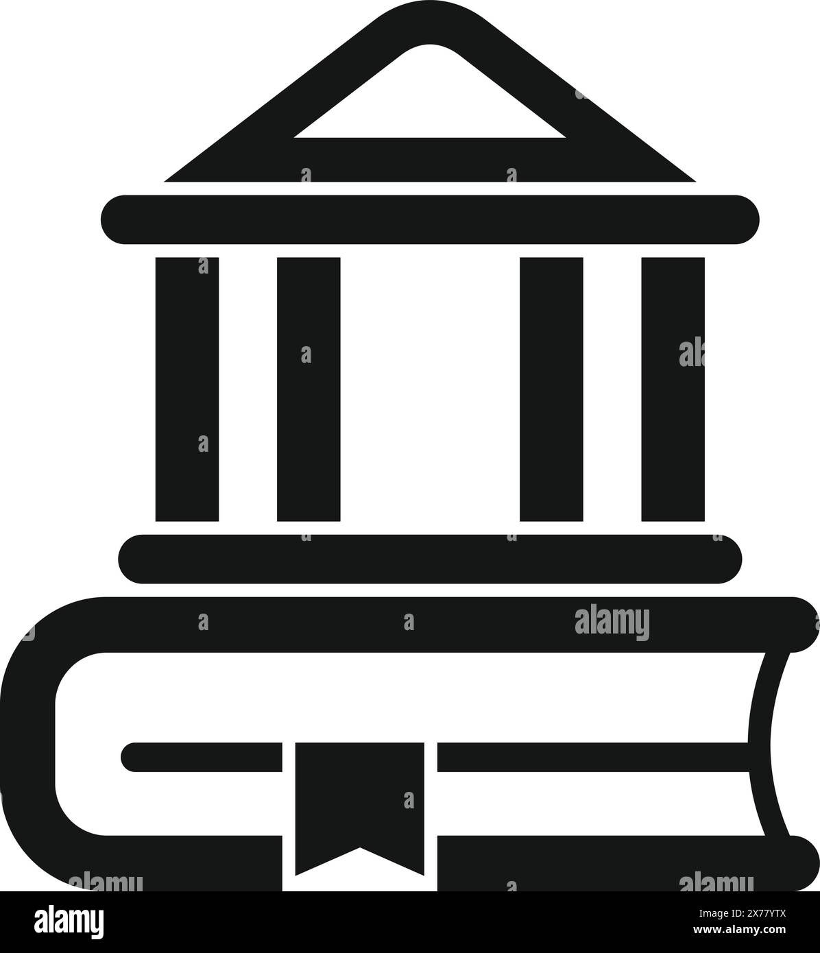 A bold vector icon featuring a library building atop an open book ...
