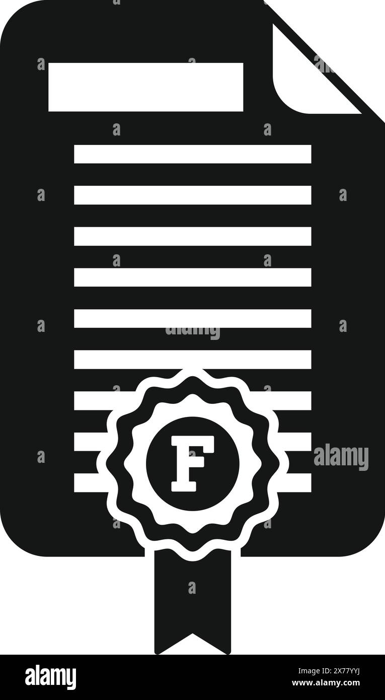 Vector illustration of a certified document icon featuring a seal with ...