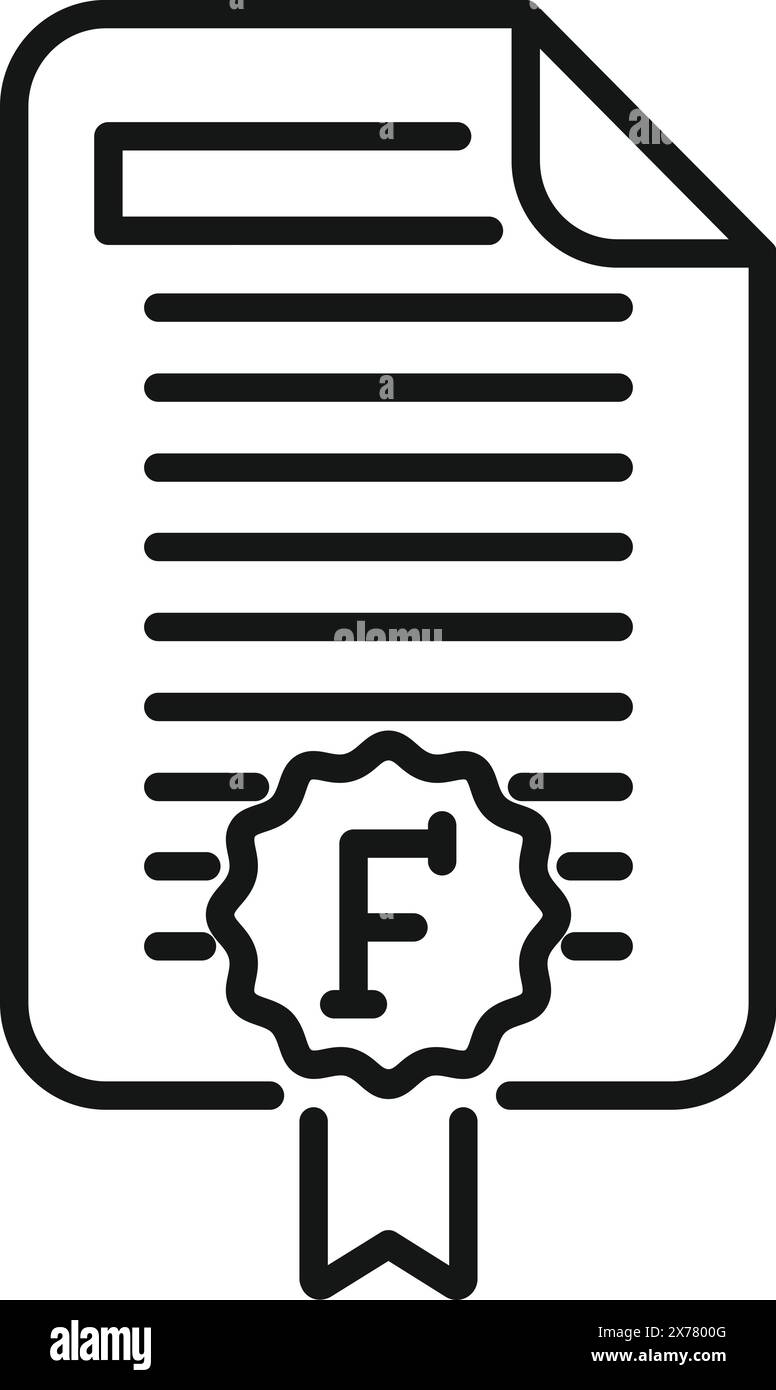 Unsuccessful academic test result icon illustration in simple black and ...