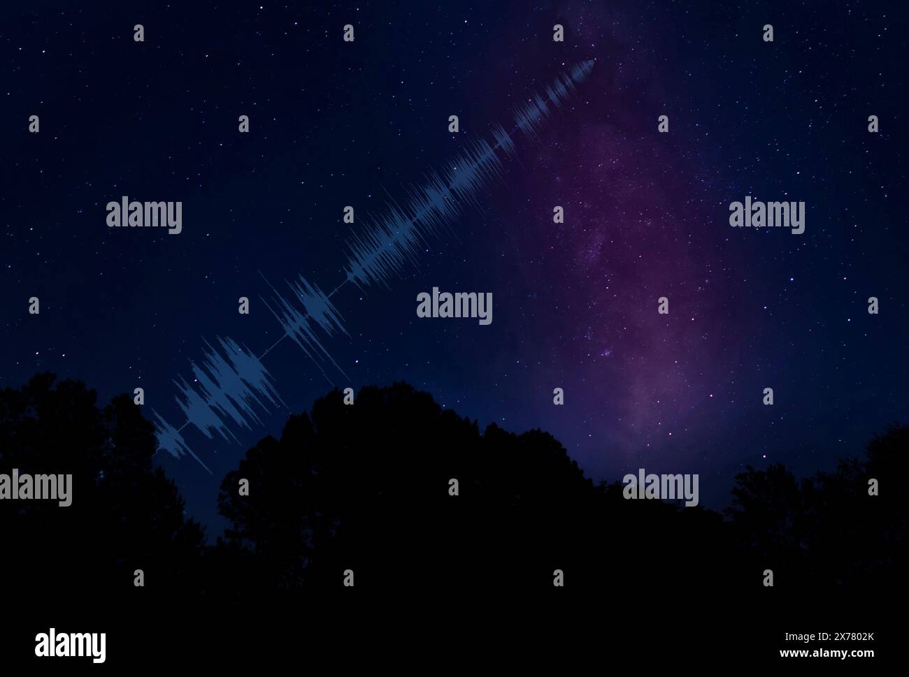 Radio signals arriving at night on earth from a distant planet Stock ...