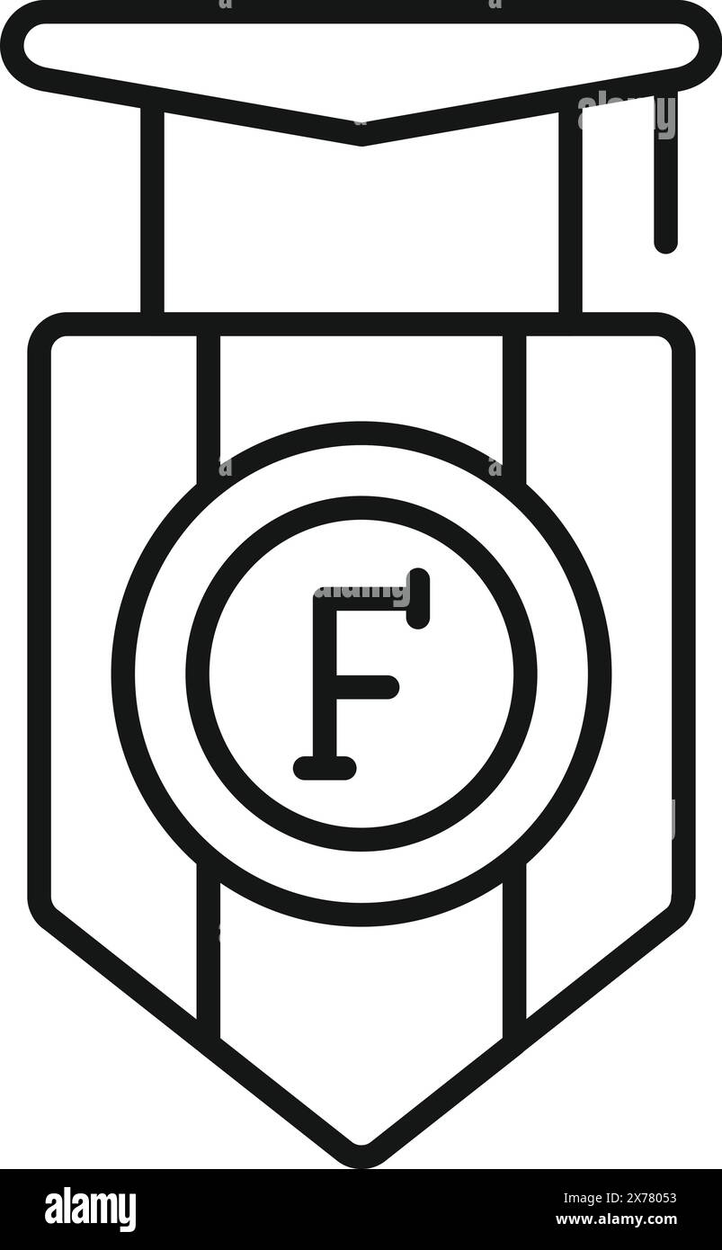 Vector illustration of a graduation cap with a letter f, symbolizing ...
