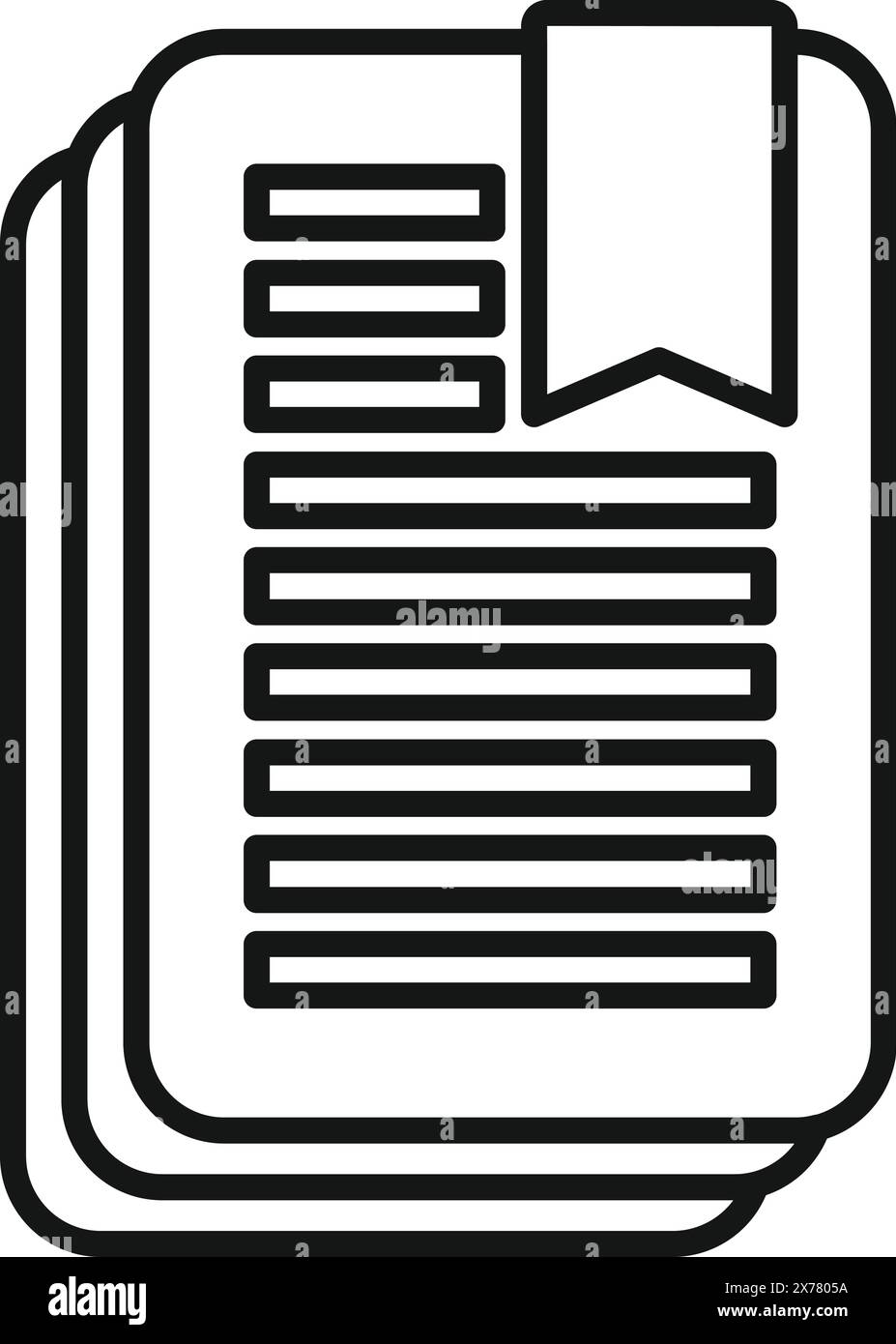 Minimalist line drawing of a stack of documents with a prominent ...