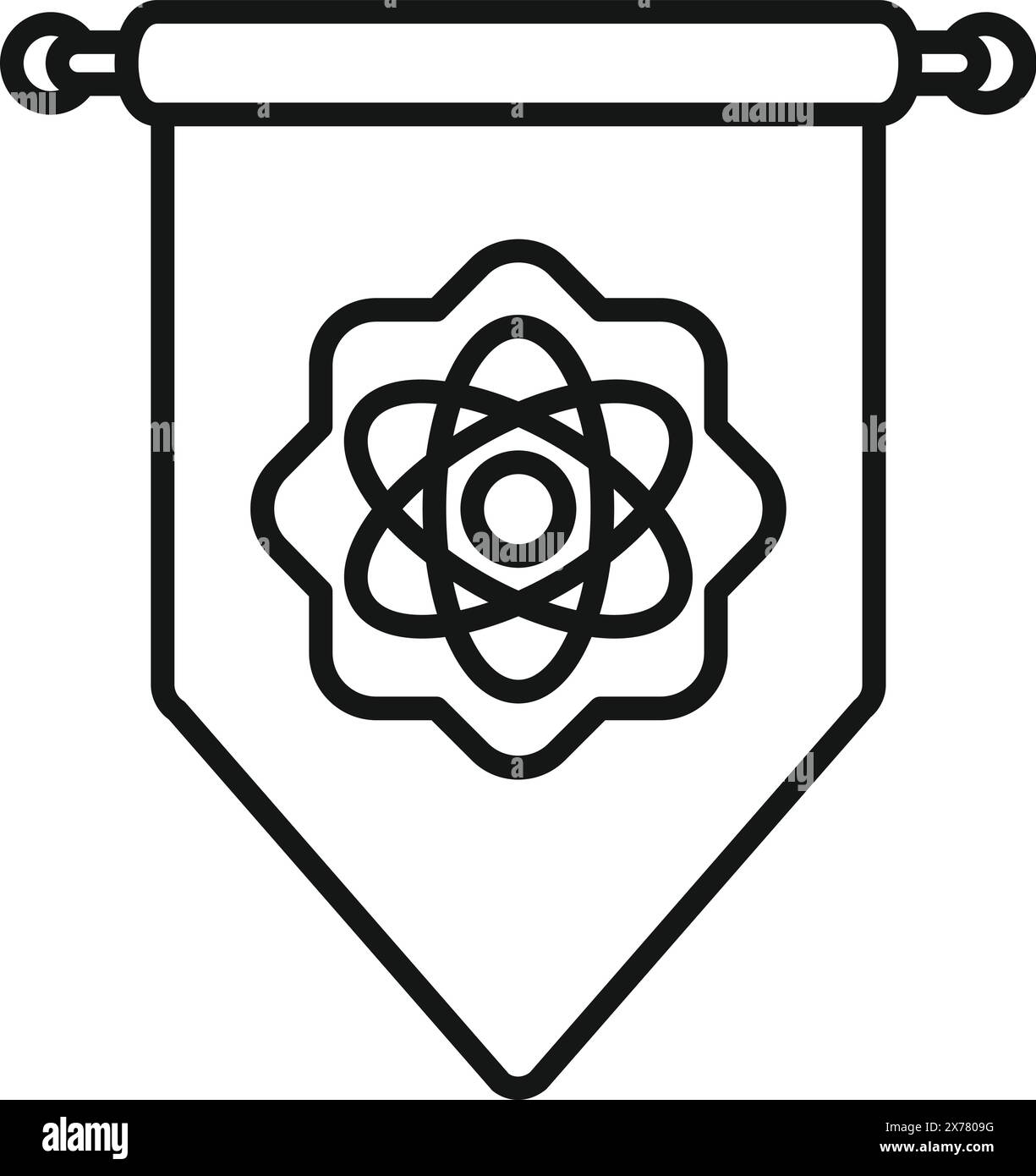 Minimalist black and white vector science emblem banner illustration ...