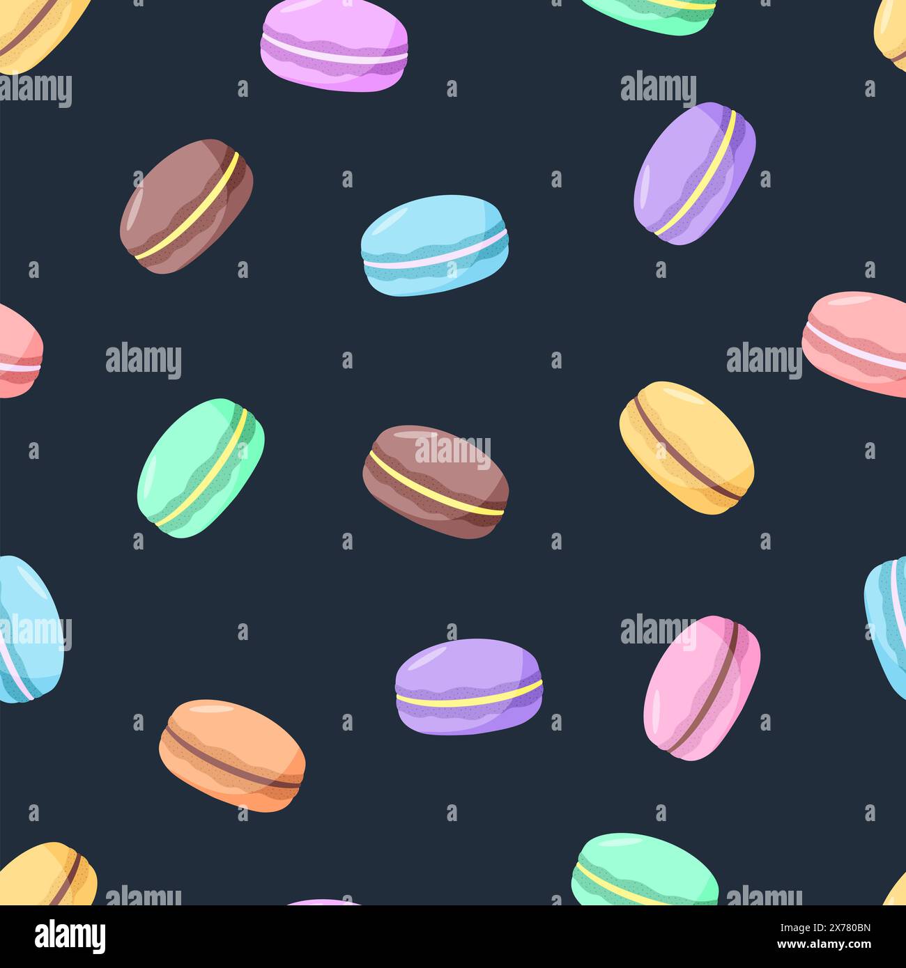 Seamless pattern with colorful macaroon cookies. Vector background ...