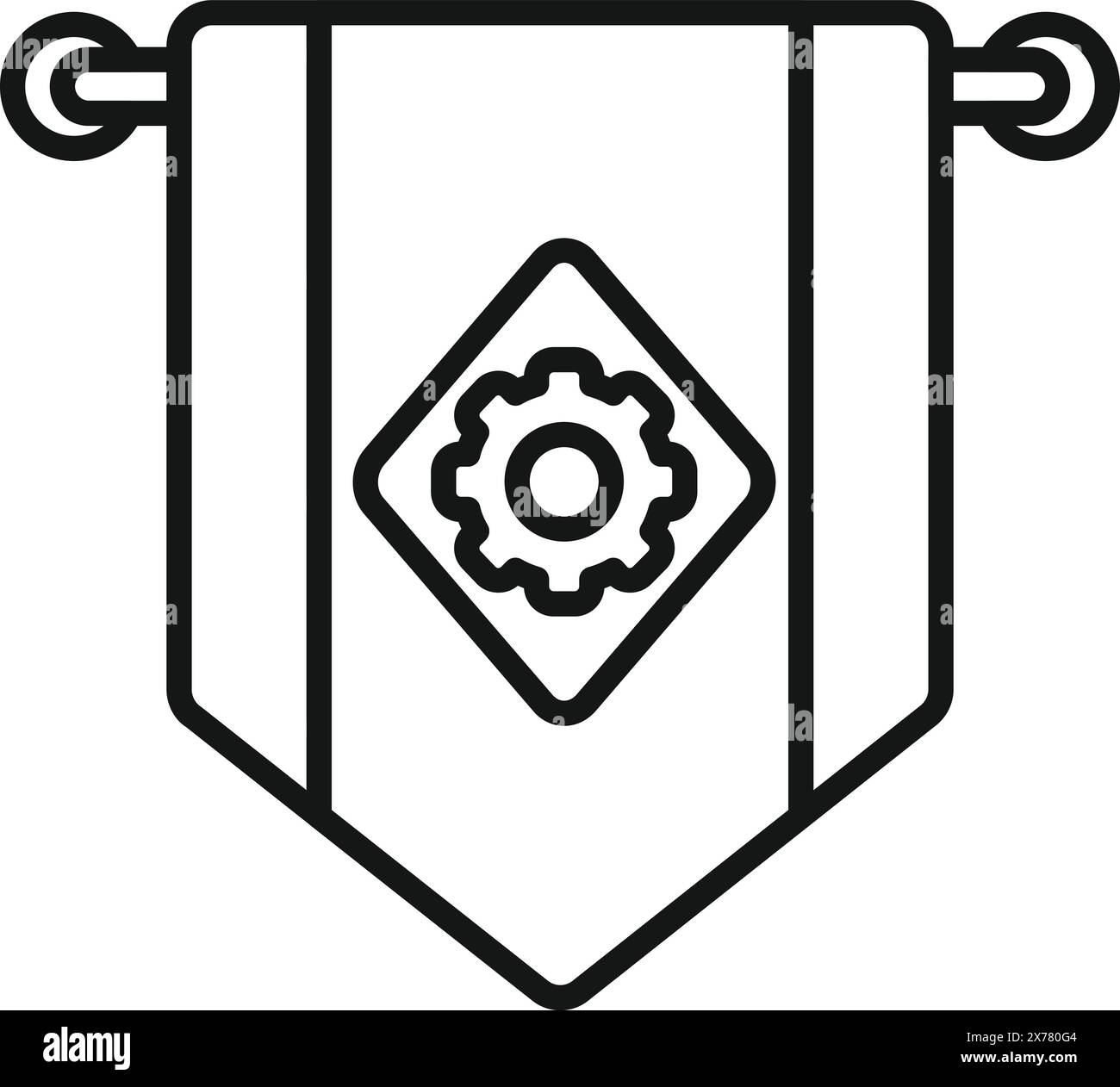 Black and white vector illustration of a medieval style banner with a ...