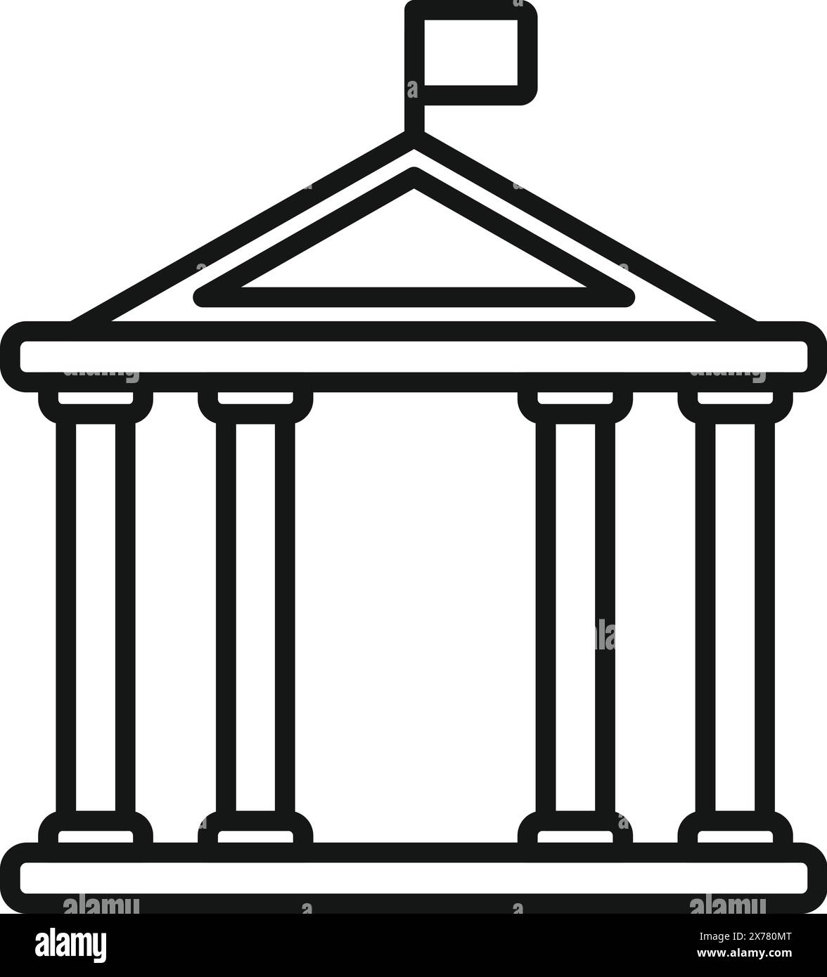 A minimalist line drawing depicts the facade of a stately government ...