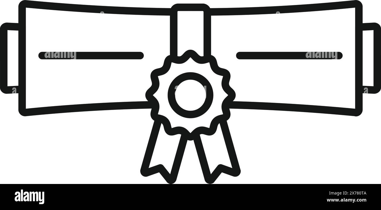 Simple line drawing of a diploma certificate with a seal, suitable for ...