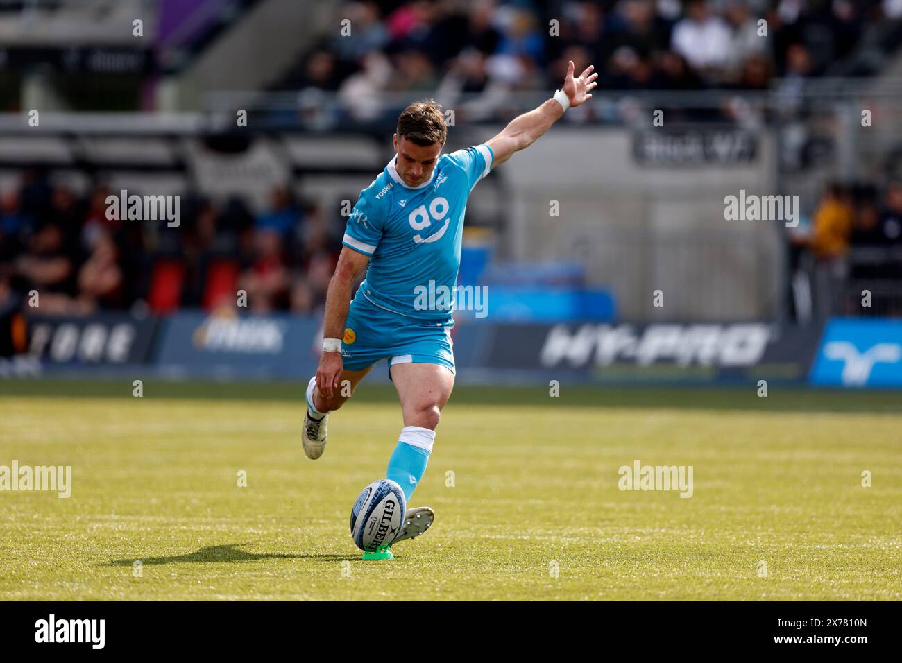 Sale Sharks' George Ford takes a conversation during the Gallagher ...