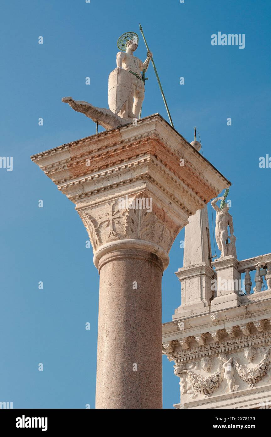 Piazza San Marko in Venice at Italy - detail with Columns of St. Mark ...