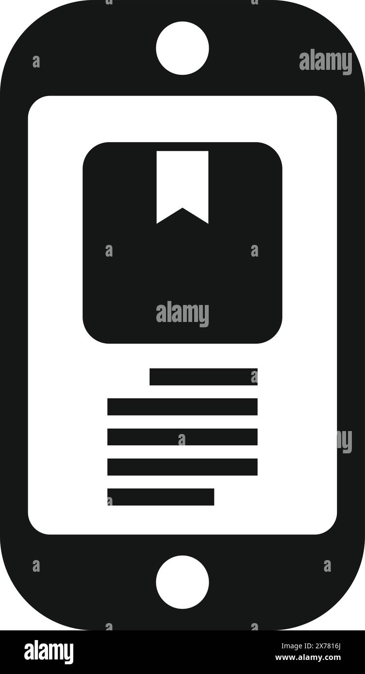 Vector illustration of a modern smartphone with a reading app icon ...