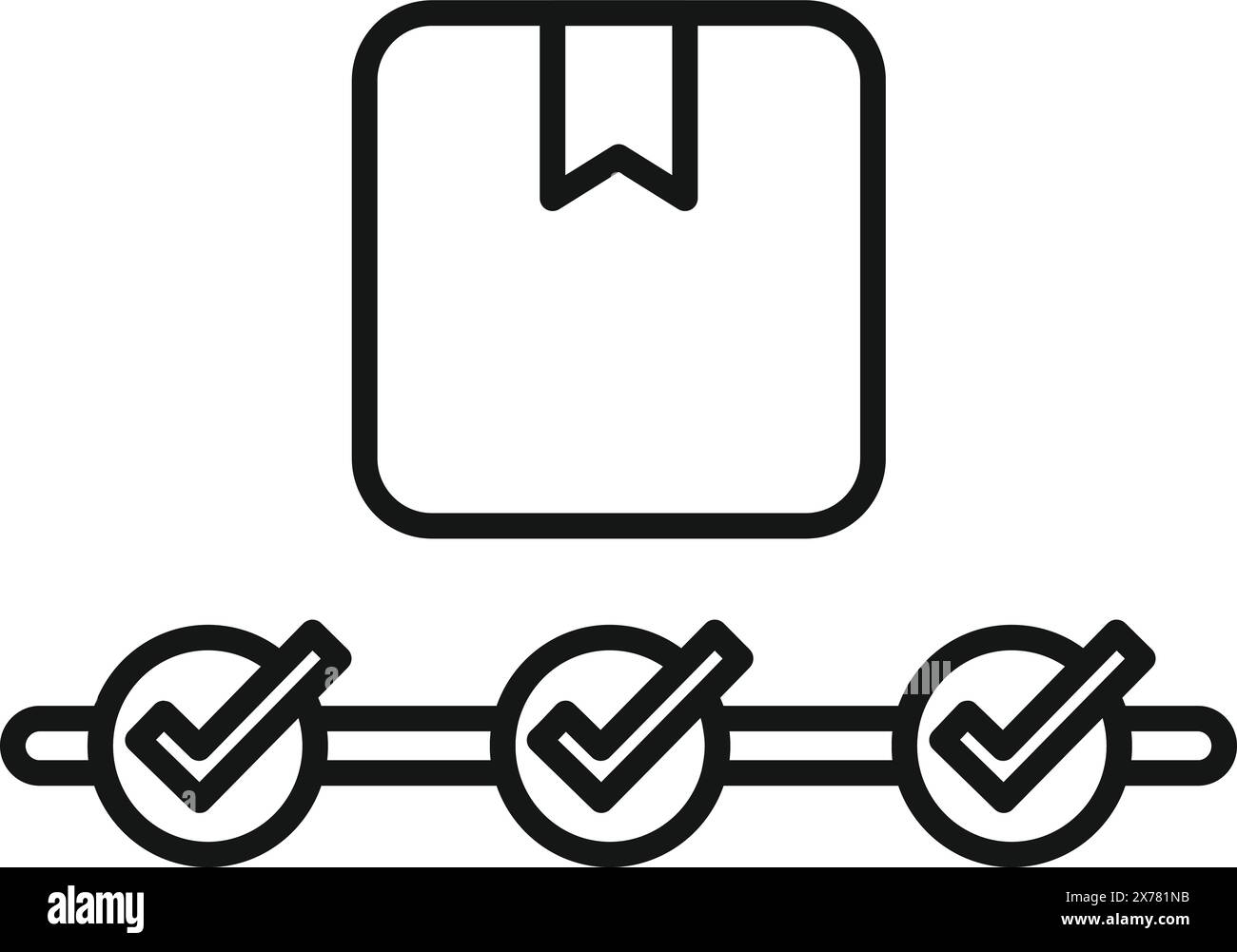 Linear vector illustration of a checklist icon with tick marks and a ...