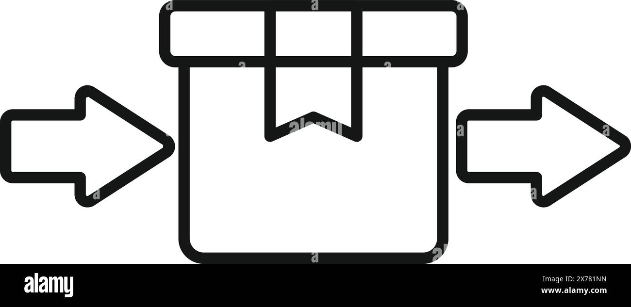 Simple line art of a package with left and right arrows indicating an ...