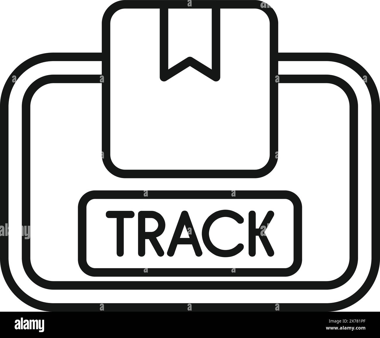 Minimalistic black and white track icon outline design with simple line ...