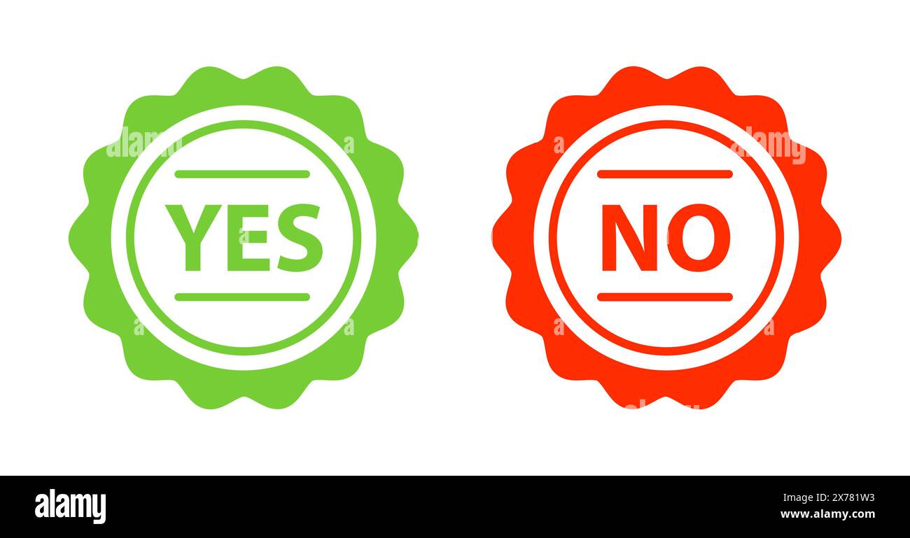 Yes and no signs, label. Two green and red stickers Stock Vector Image ...
