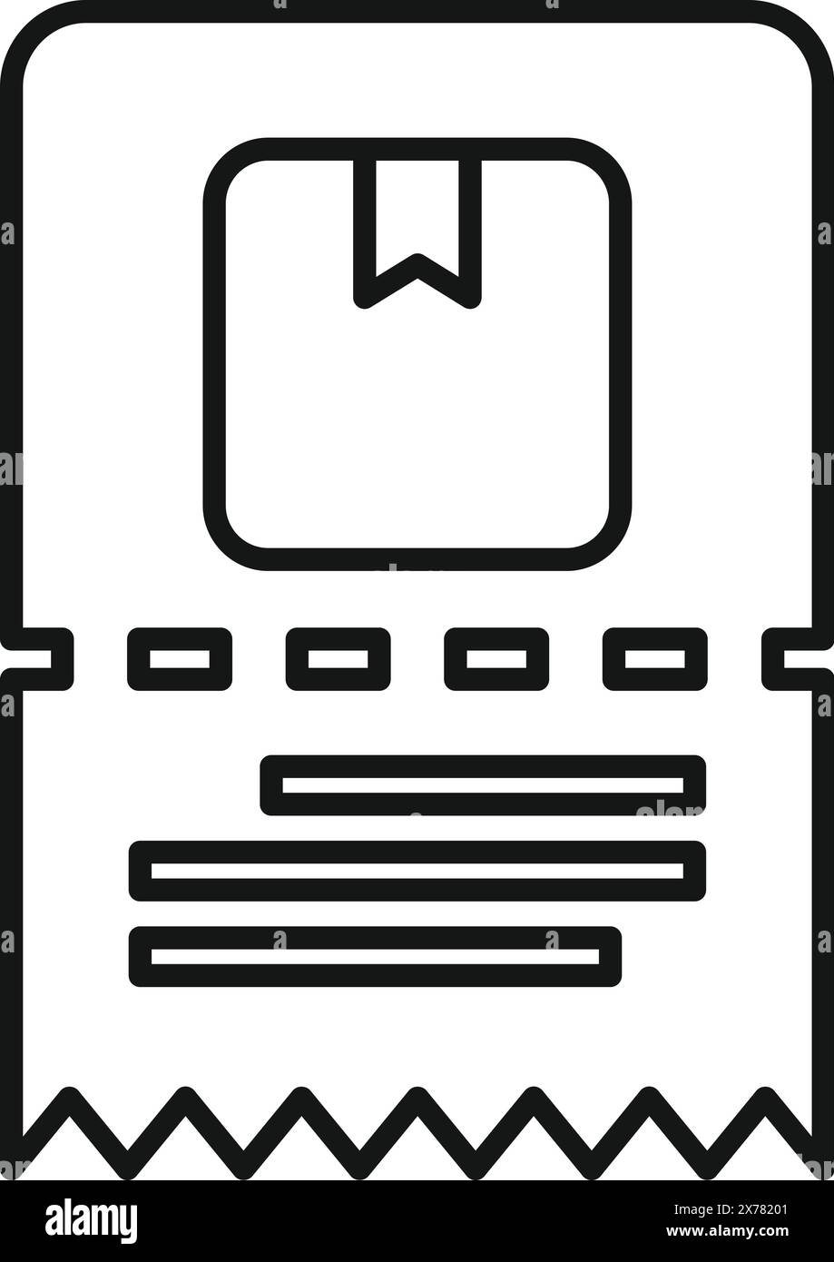Black and white line art of a detailed receipt, suitable for retail and ...