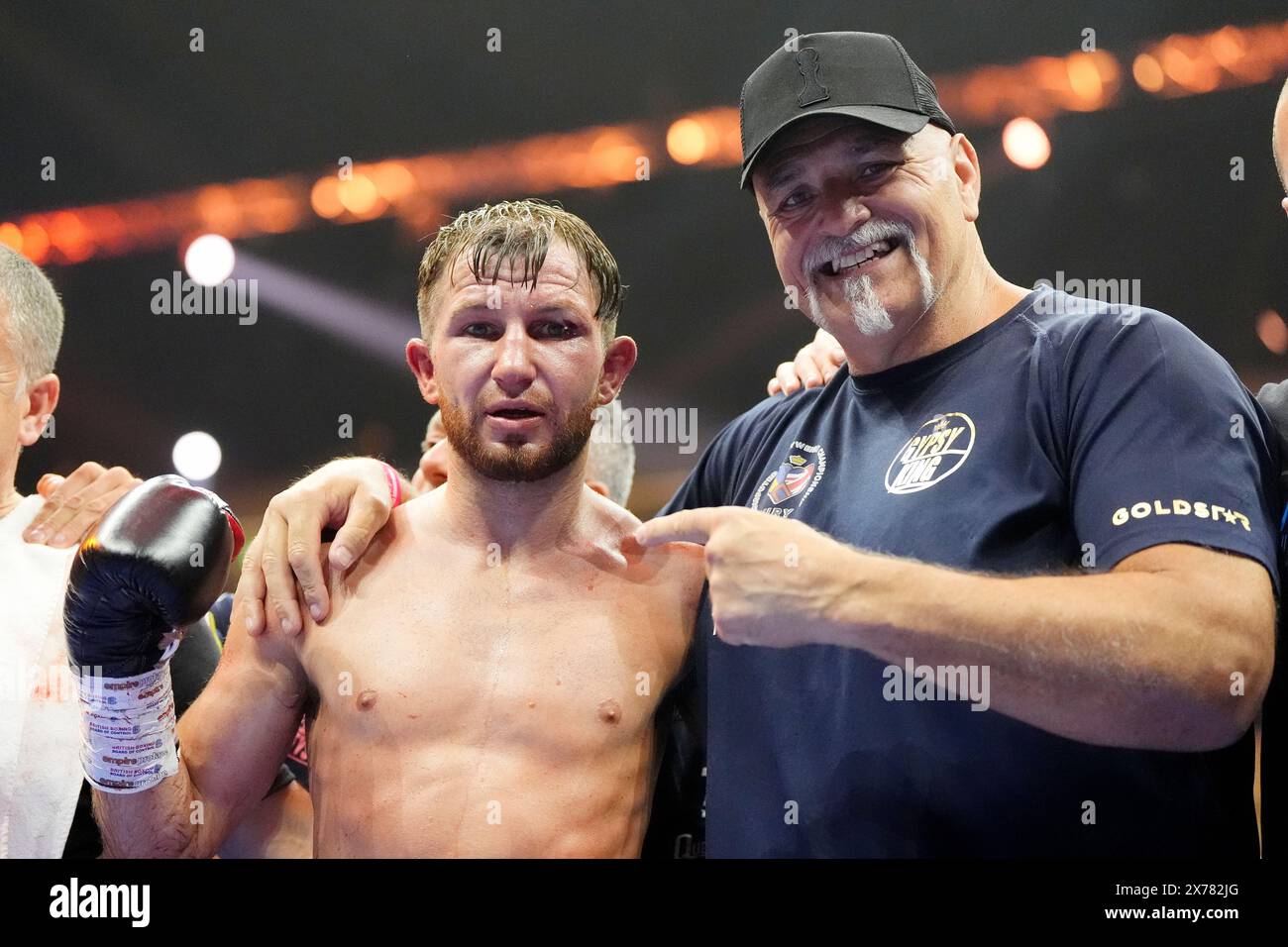 Isaac Lowe (left) celebrates with John Fury after beating Hasibullah ...