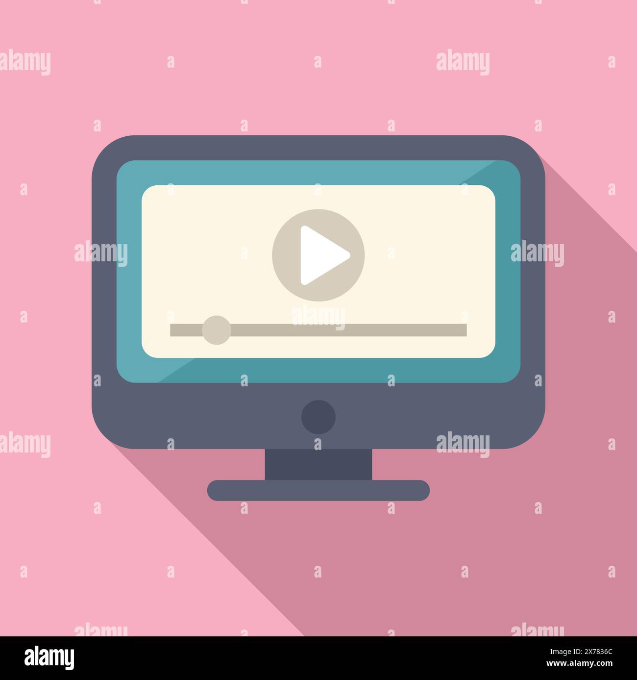 Vector illustration of a computer monitor featuring a video player ...