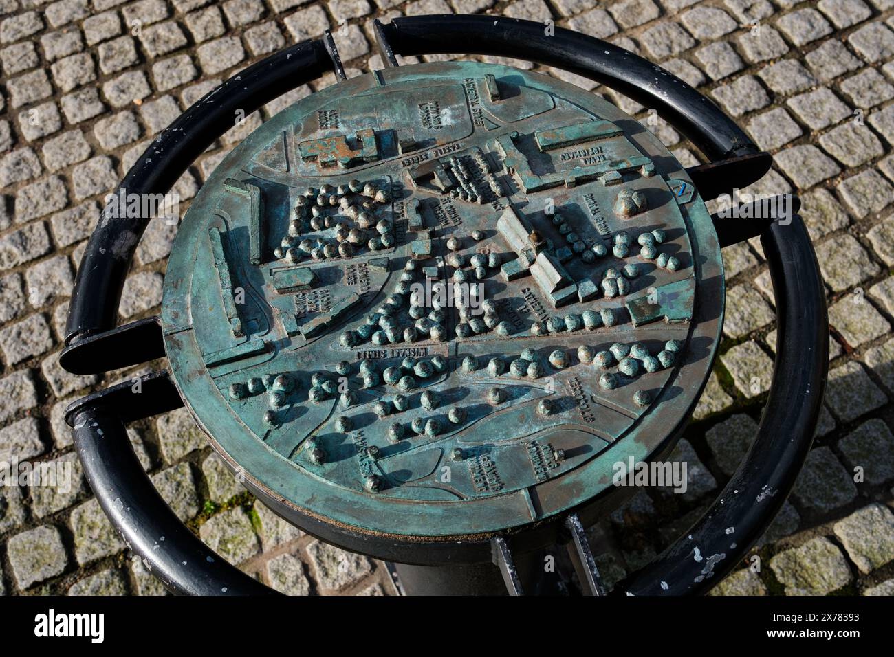 Glasgow Scotland: 12th Feb 2024: Bronze Cast Map of Cathedral Precinct ...