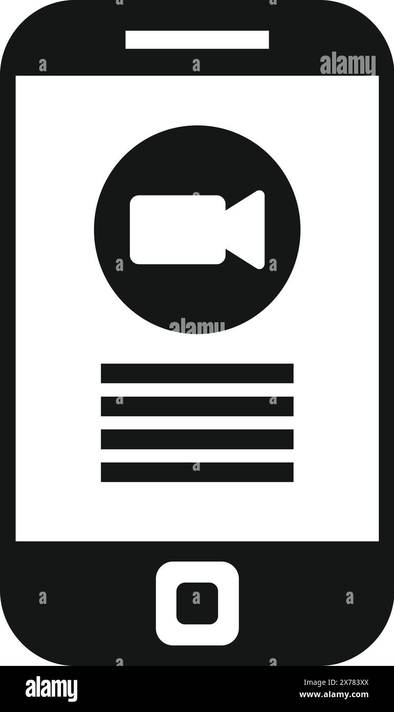 Modern smartphone video icon graphic in black and white vector ...