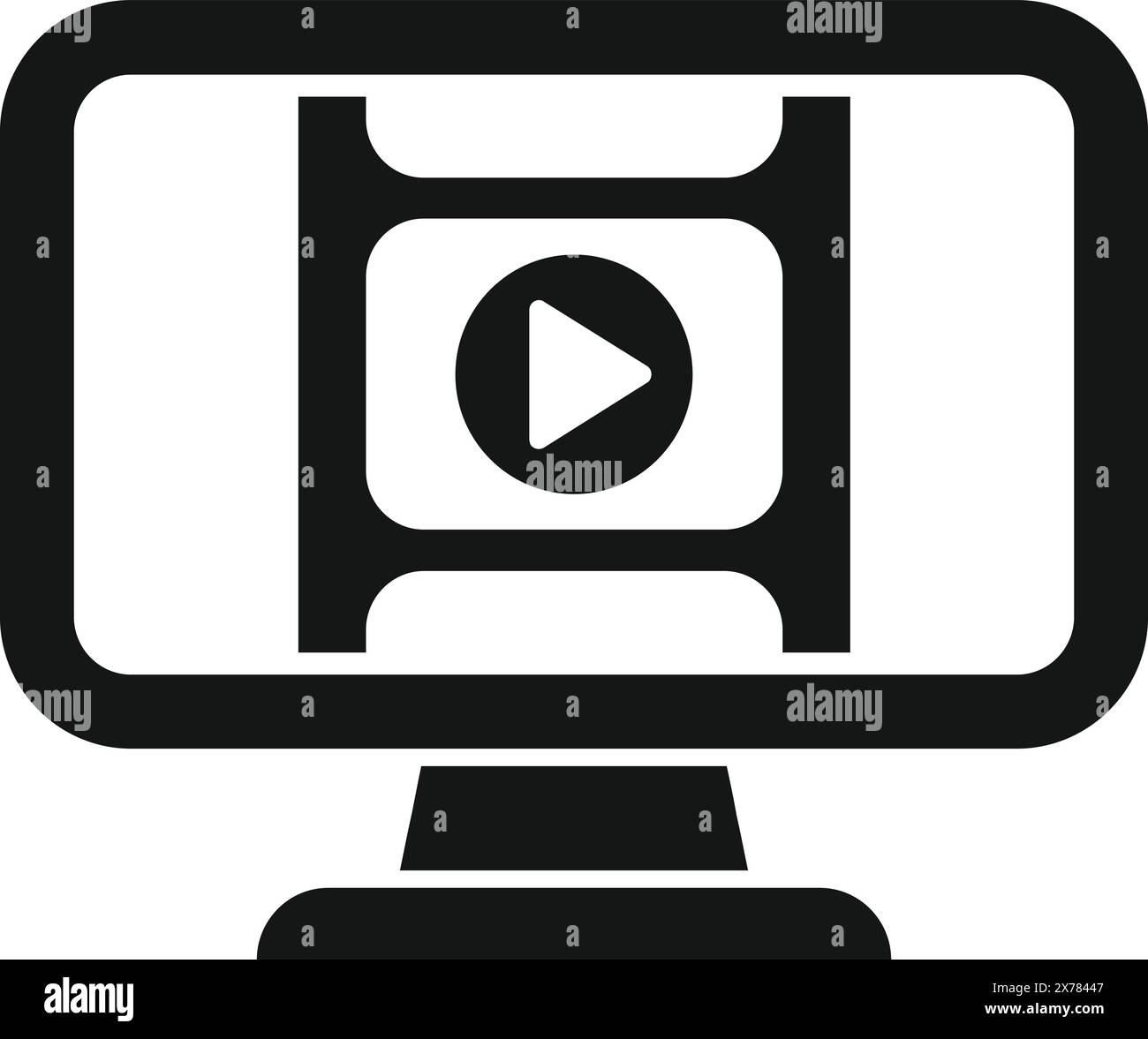 Graphic of a computer monitor displaying a central play icon ...
