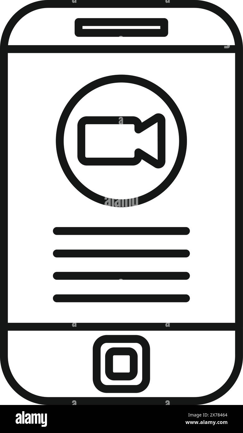 Vector illustration of a mobile phone line art with a video call symbol ...