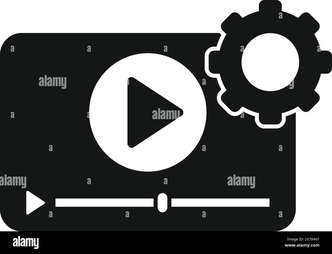 Modern video settings icon concept with black and white scalable vector illustration for ...