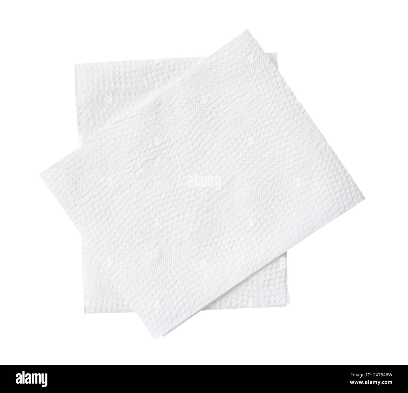 Top view of folded tissue paper in stack prepared for use in toilet or ...