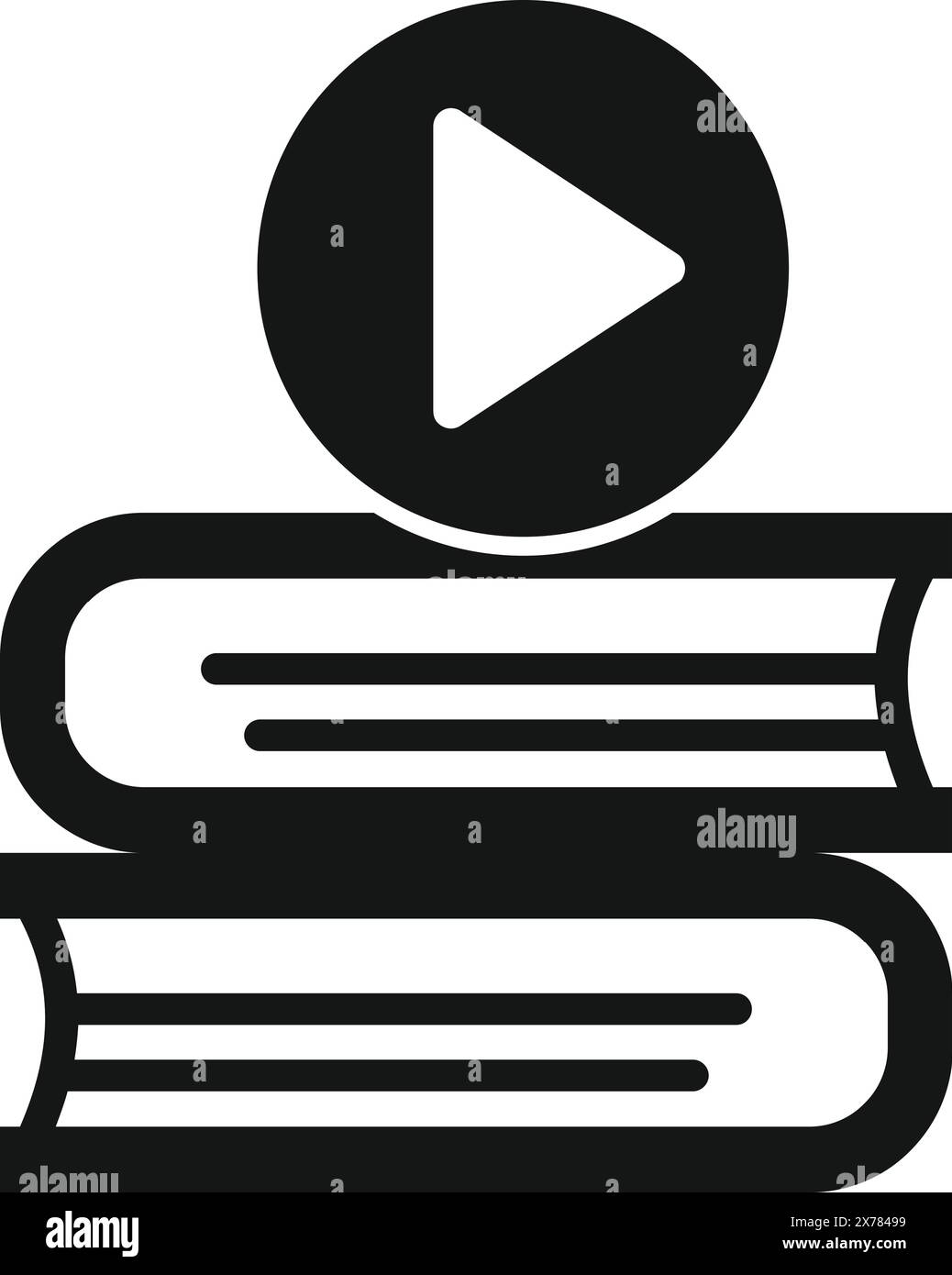 Black and white icon symbolizing online learning with stacked books and ...