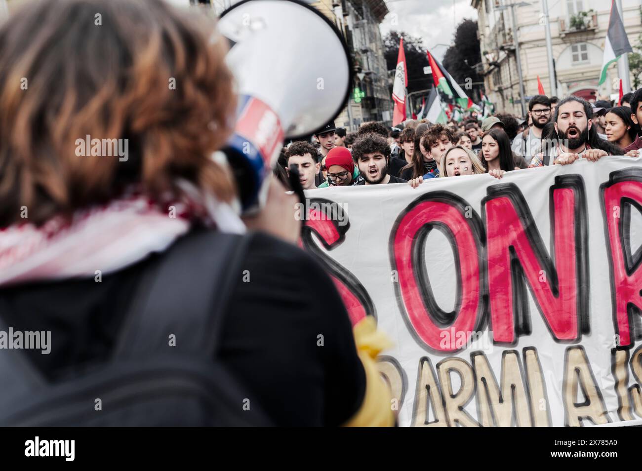 Turin, Italy. 18th May 2024. Students from the University and ...