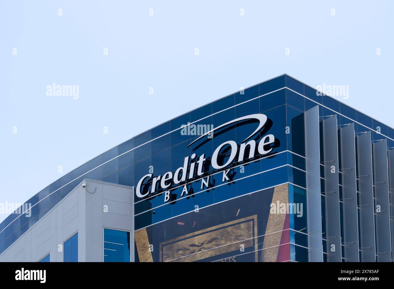 Las Vegas, USA - May 31, 2023: Credit One Bank logo sign on the ...