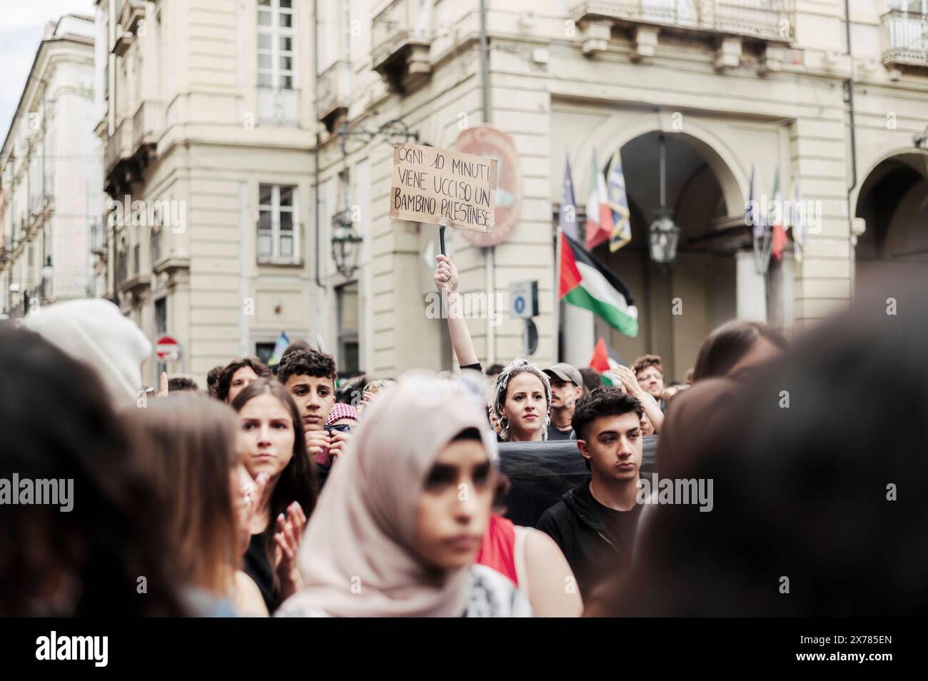 Turin, Italy. 18th May 2024. Students from the University and ...